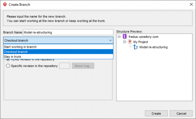 Creating and merging branch - Visual Paradigm