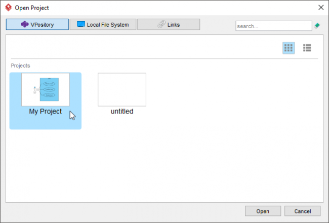 Opening project from repository - Visual Paradigm