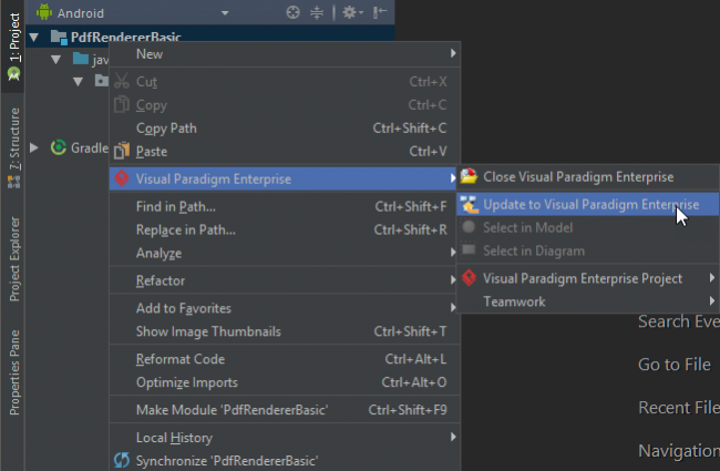 How to reverse engineer UML model in Android Studio - Visual Paradigm
